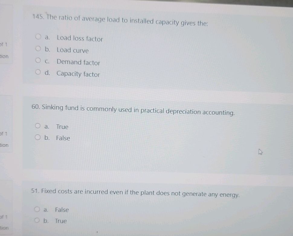 145. The ratio of average load to installed | StudyX
