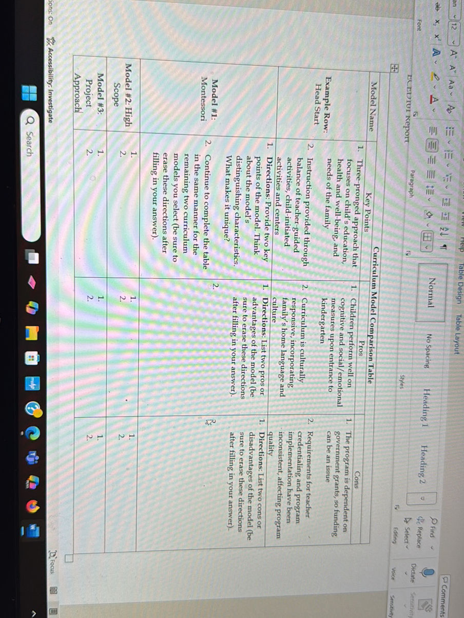 Curriculum Model Comparison Table | Model | StudyX