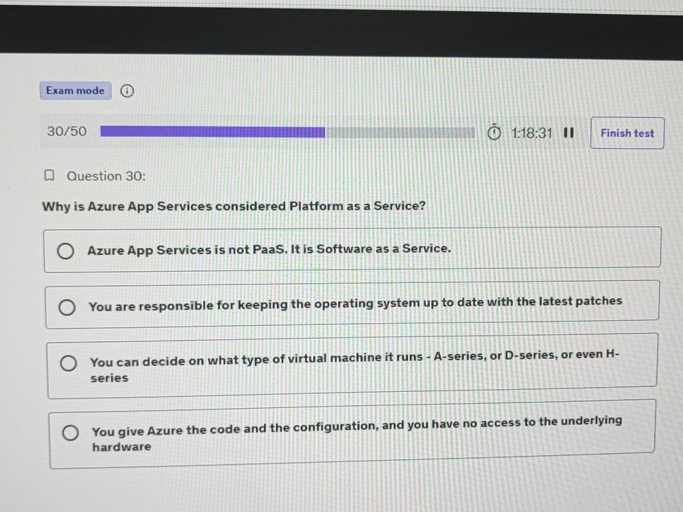 Question 30: Why is Azure App Services | StudyX