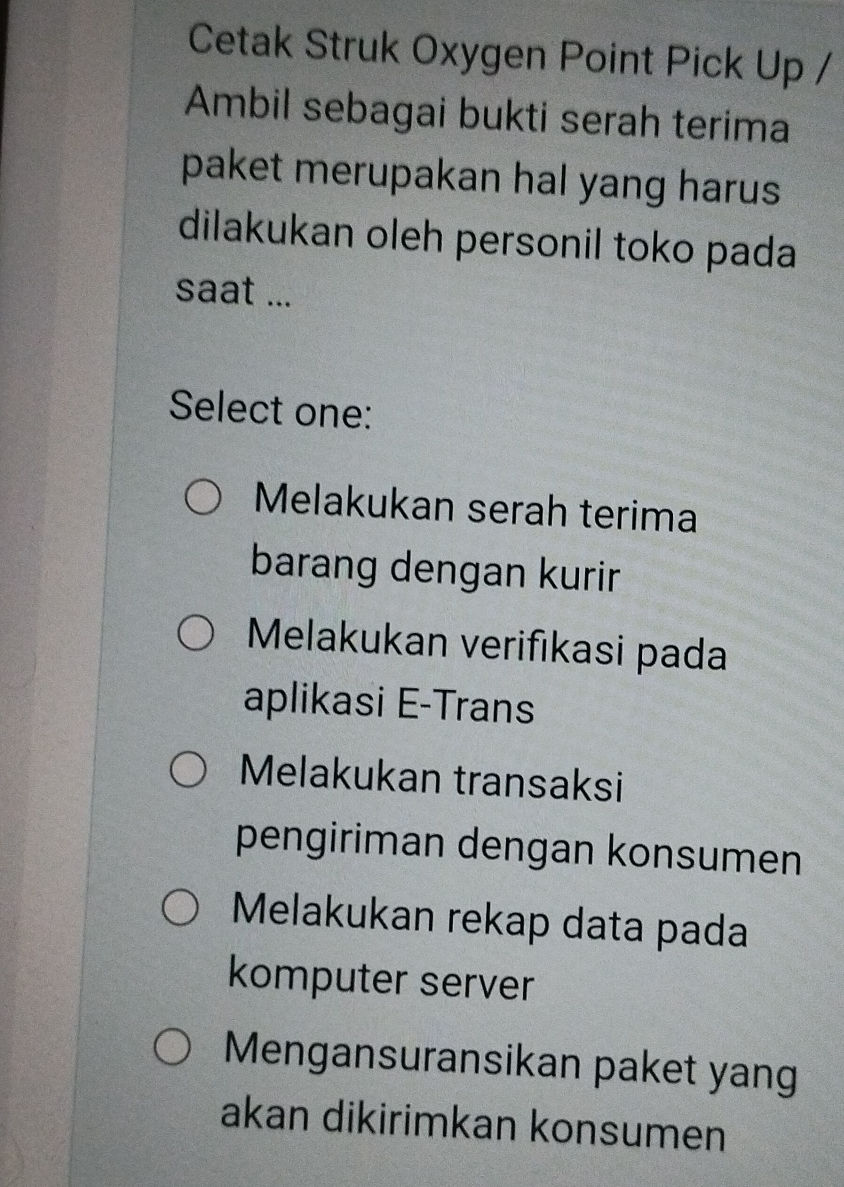 Cetak Struk Oxygen Point Pick Up / Ambil | StudyX