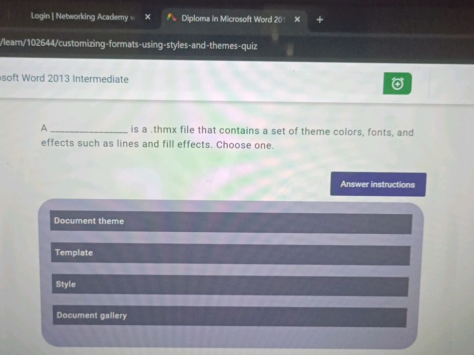 A _______ is a .thmx file that contains a | StudyX
