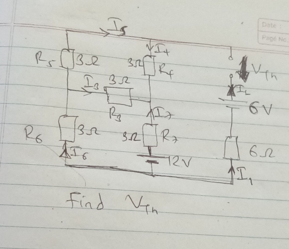 Find $V_{th}$. [Circuit Diagram with | StudyX