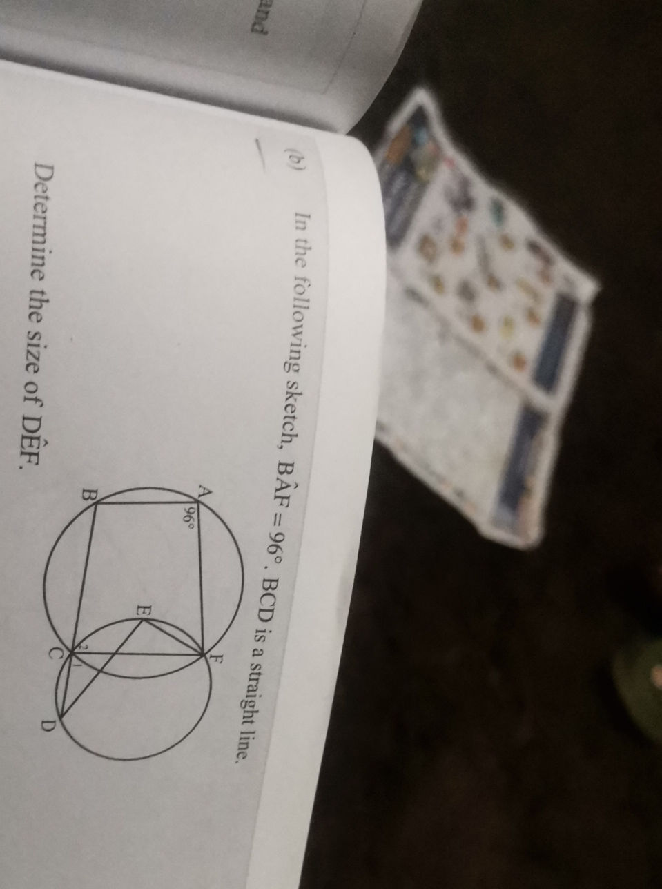 In the following sketch, $ BAF = 96^ $. BCD | StudyX