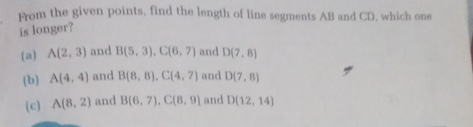 From the given points, find the length of | StudyX