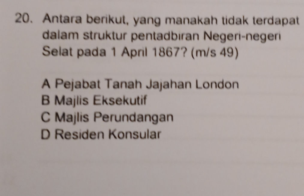 20. Antara berikut, yang manakah tidak | StudyX