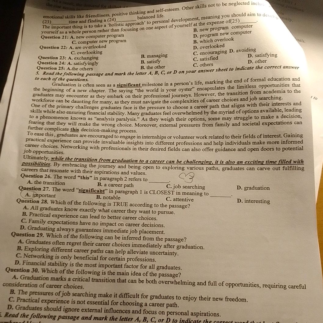 Question 21: A. new computer program C. | StudyX
