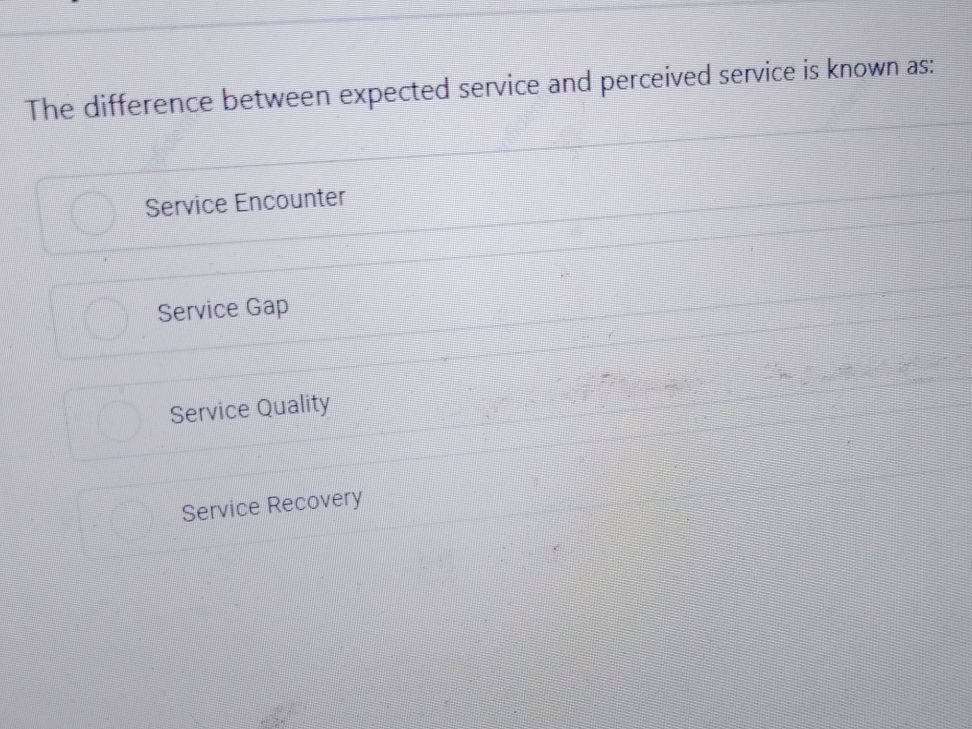 The difference between expected service and | StudyX
