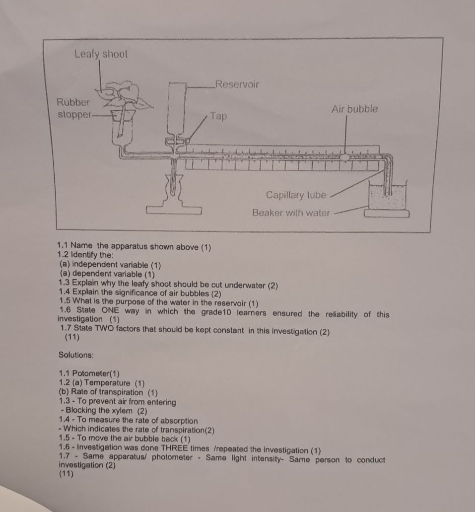 1.1 Name the apparatus shown above (1) 1.2 | StudyX