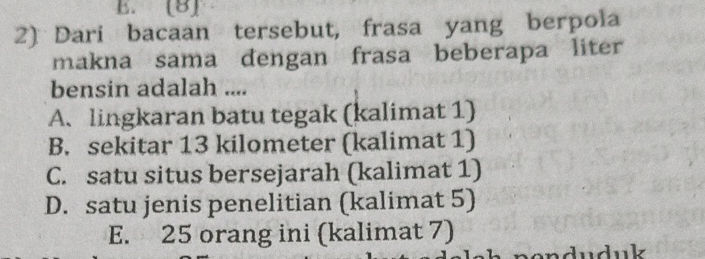 2) Dari bacaan tersebut, frasa yang berpola | StudyX