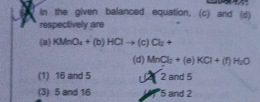In the given balanced equation, (c) and (d) | StudyX