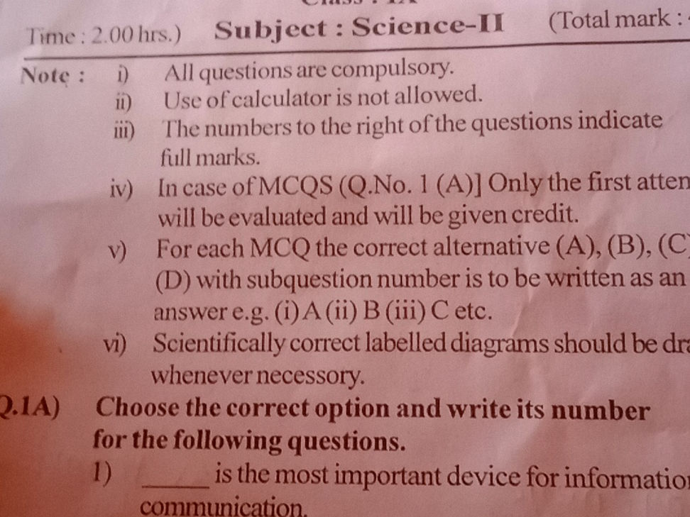 Q.1A) Choose the correct option and write | StudyX
