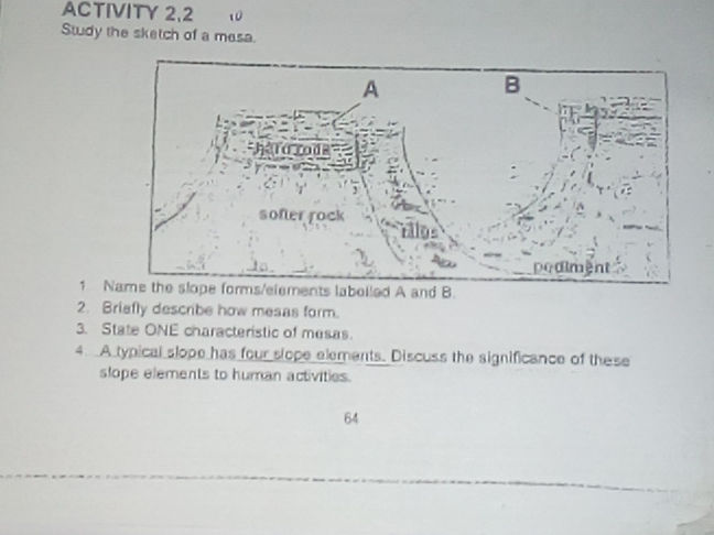 1. Name the slope forms/elements labelled A | StudyX