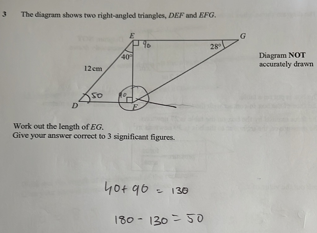 The diagram shows two right-angled | StudyX