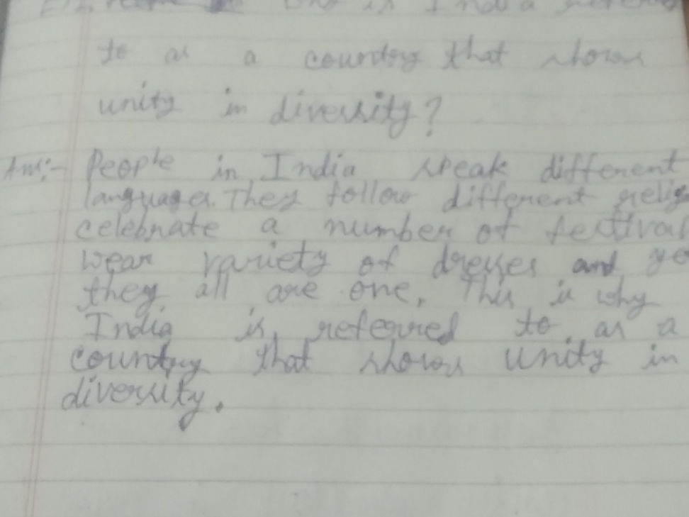 to as a country that shows unity in | StudyX