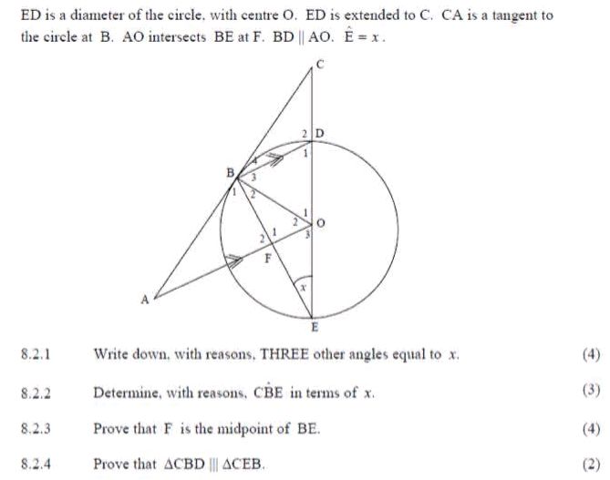 ED is a diameter of the circle, with centre | StudyX