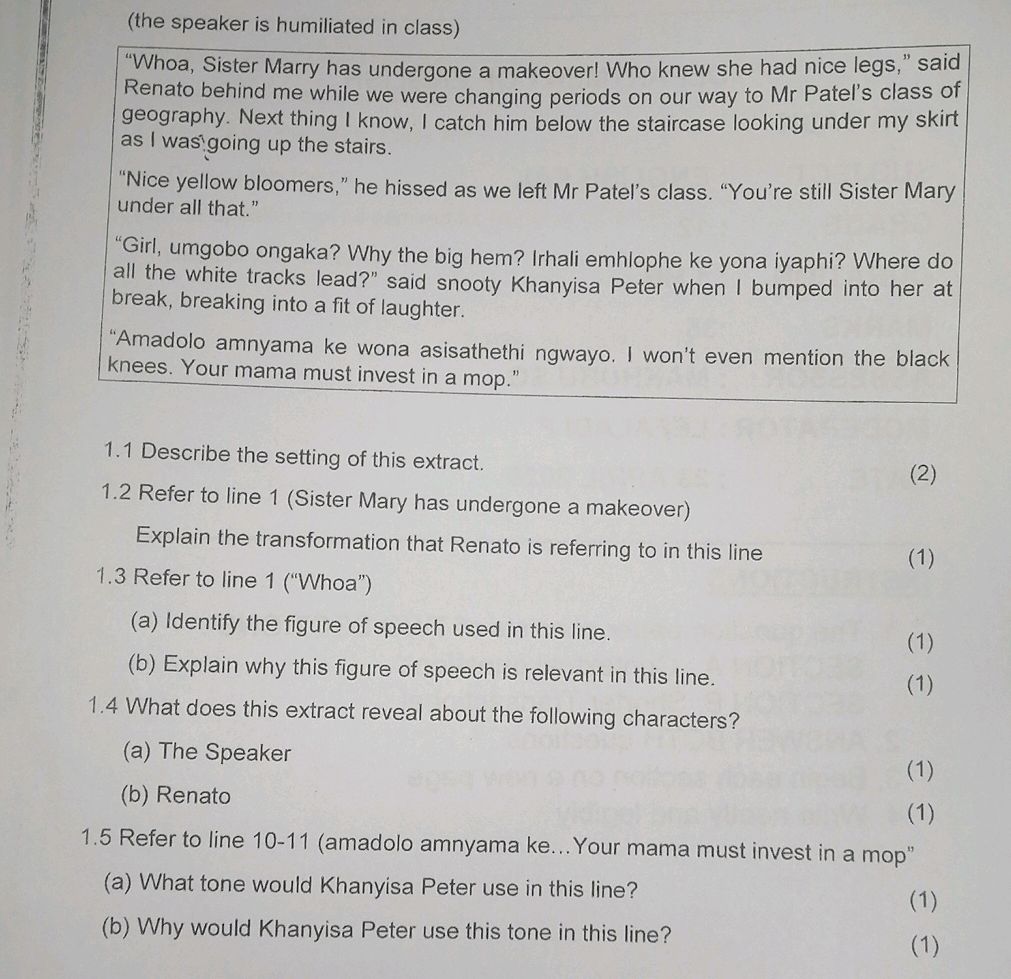 1.1 Describe the setting of this extract. | StudyX