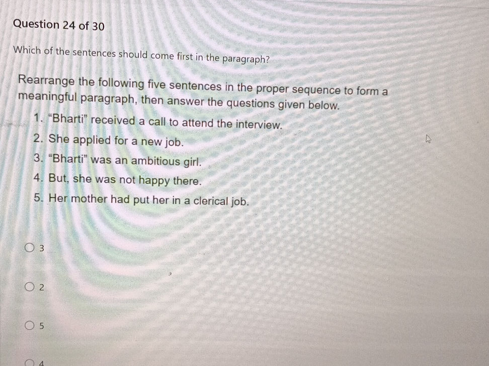 Question 24 of 30 Which of the sentences | StudyX