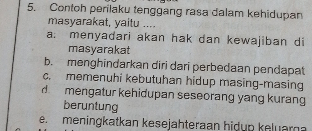 5. Contoh perilaku tenggang rasa dalam | StudyX