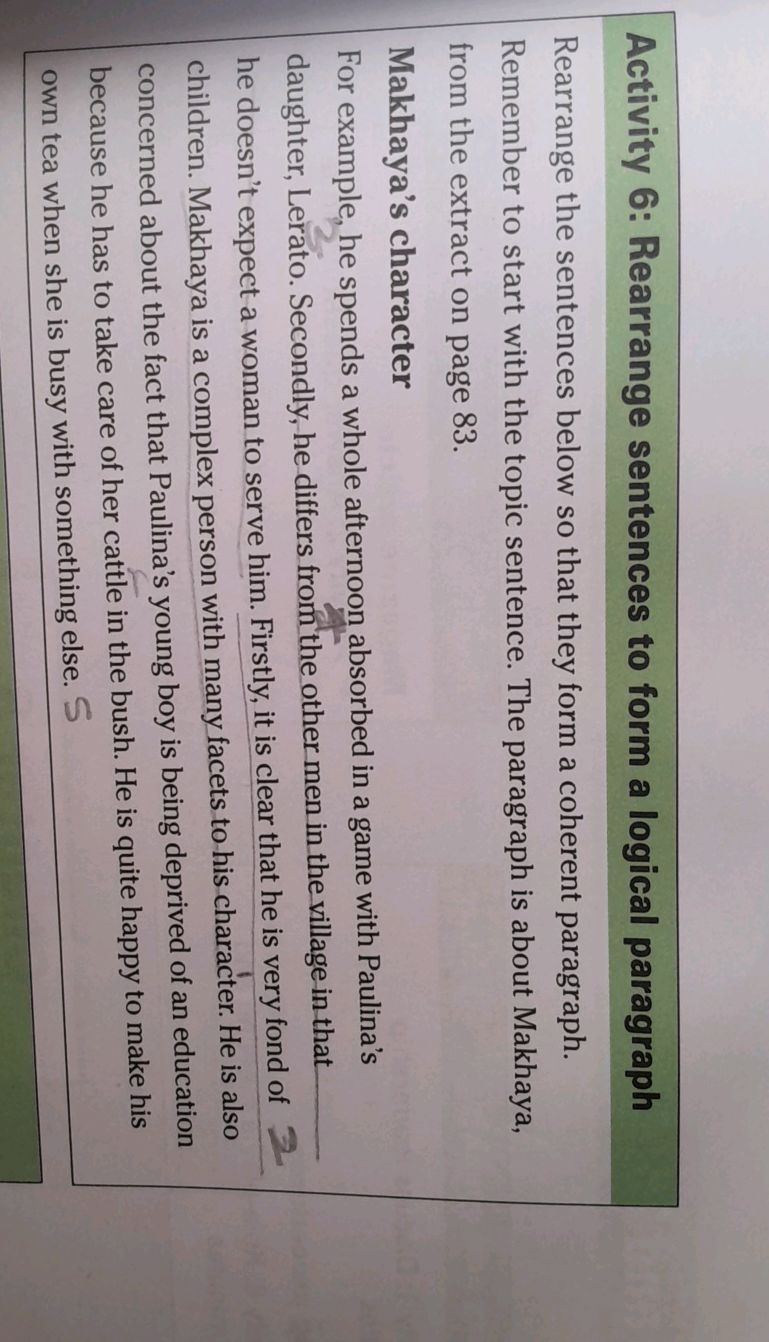 Activity 6: Rearrange sentences to form a | StudyX