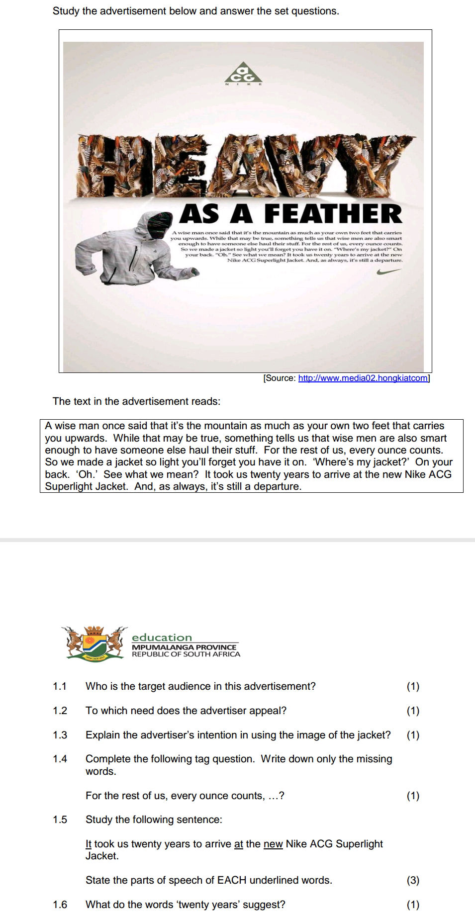 Study the advertisement below and answer the | StudyX
