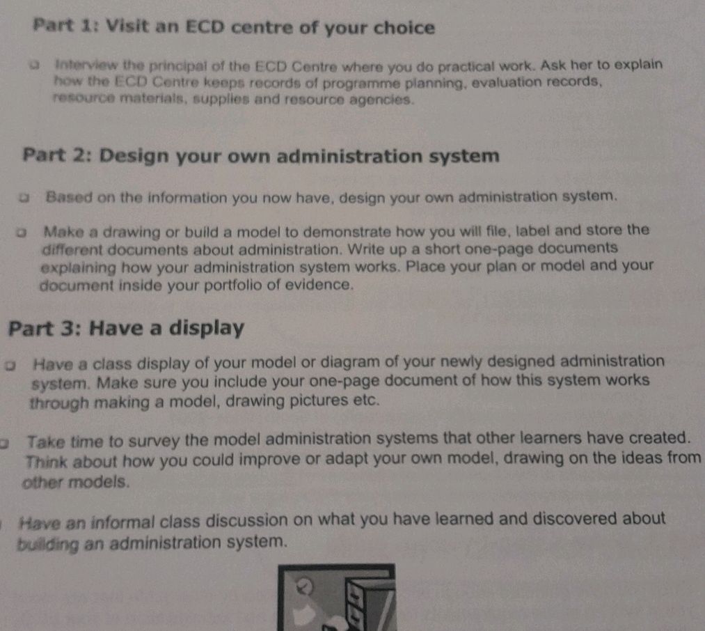 Part 1: Visit an ECD centre of your choice | StudyX