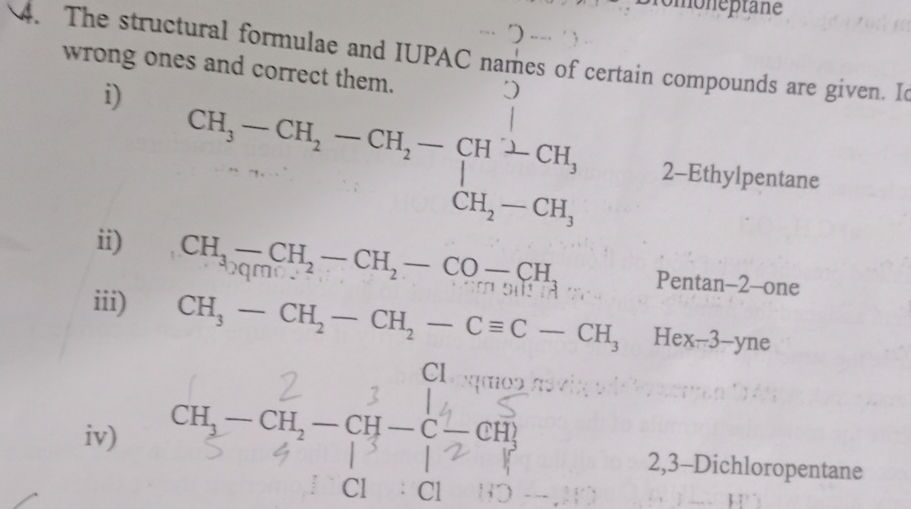 The structural formulae and IUPAC names of | StudyX