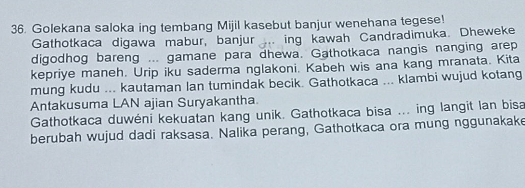 36. Golekana saloka ing tembang Mijil | StudyX
