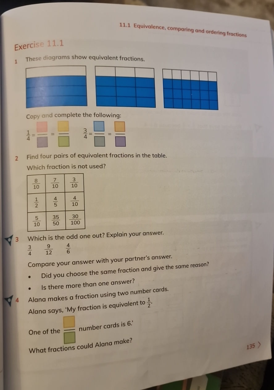 1 These diagrams show equivalent fractions. | StudyX