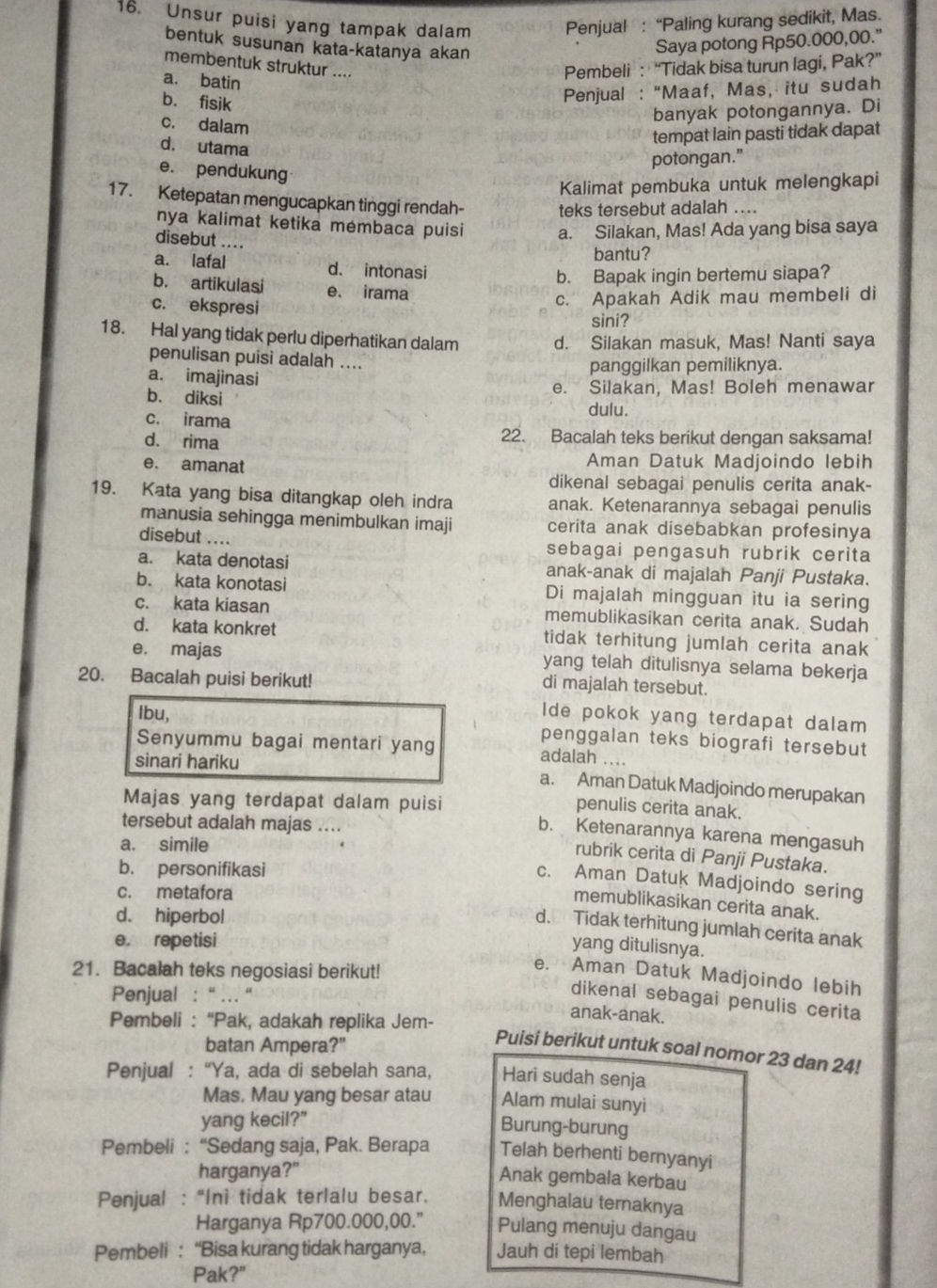 16. Unsur puisi yang tampak dalam bentuk | StudyX