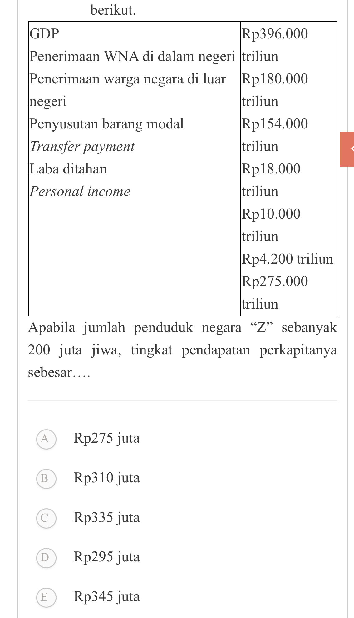 Berikut adalah data: | Item | StudyX