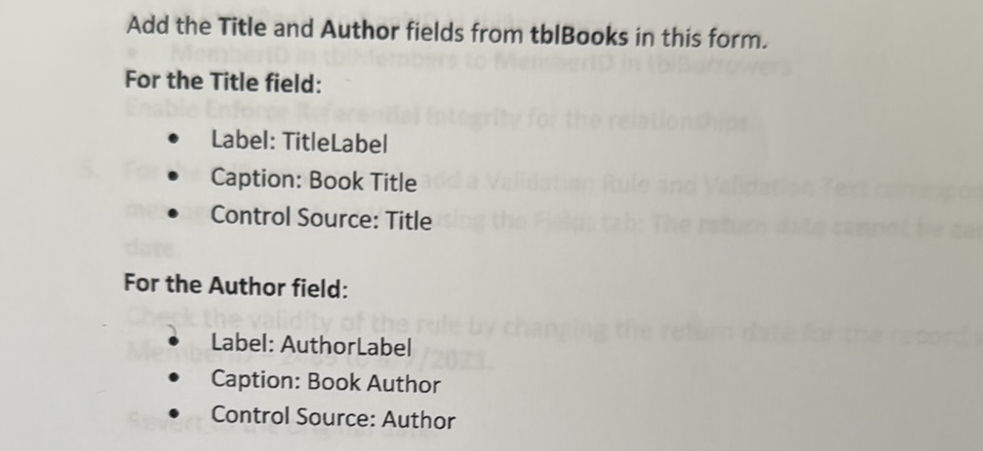 Add the Title and Author fields from
