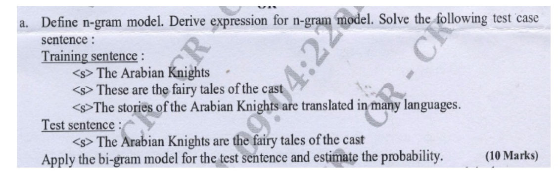 a. Define n-gram model. Derive expression | StudyX