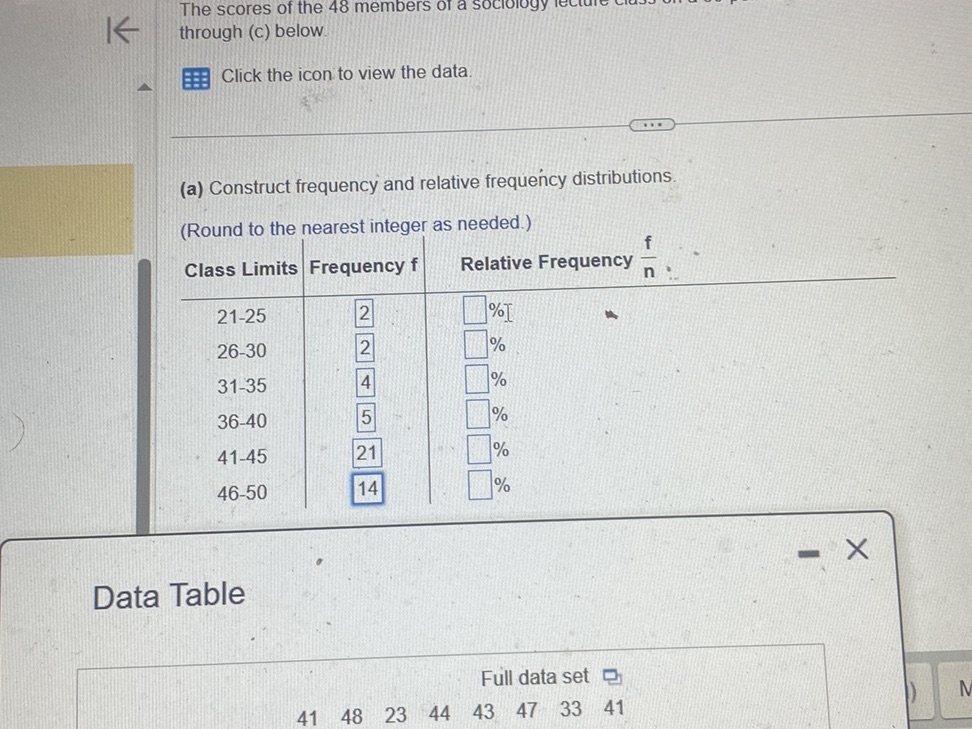 (a) Construct frequency and relative | StudyX