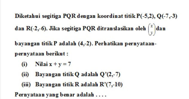 Diketahui segitiga PQR dengan koordinat | StudyX