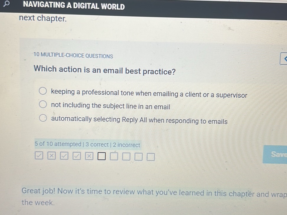 Which action is an email best practice? | StudyX