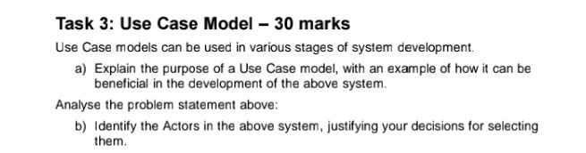 Task 3: Use Case Model - 30 marks Use Case | StudyX
