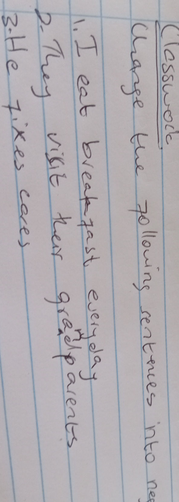 Change the following sentences into negative | StudyX