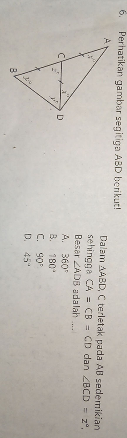 Dalam \( ABD\), C terletak pada AB | StudyX