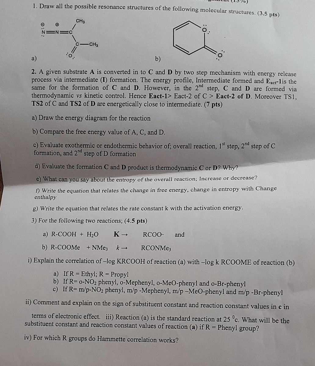 1. Draw all the possible resonance | StudyX