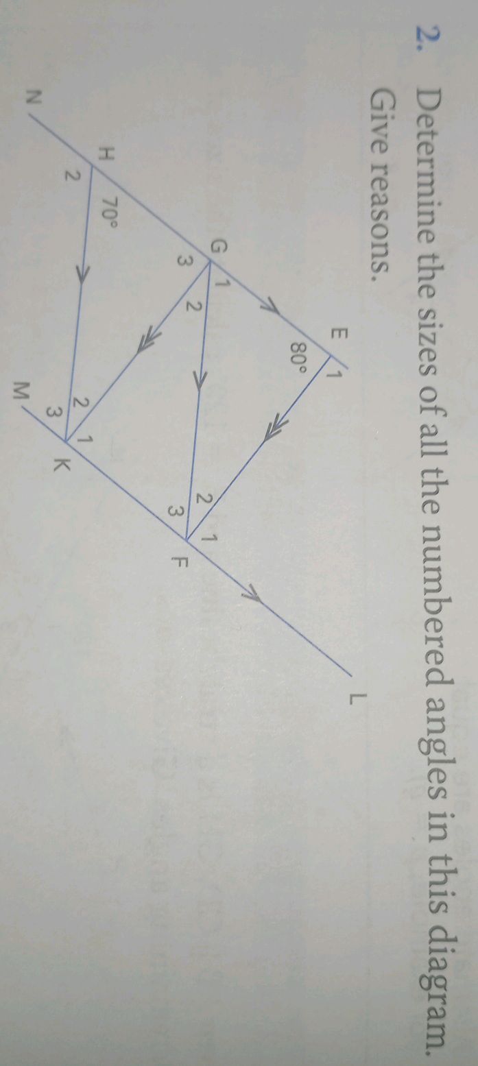 2. Determine the sizes of all the numbered | StudyX