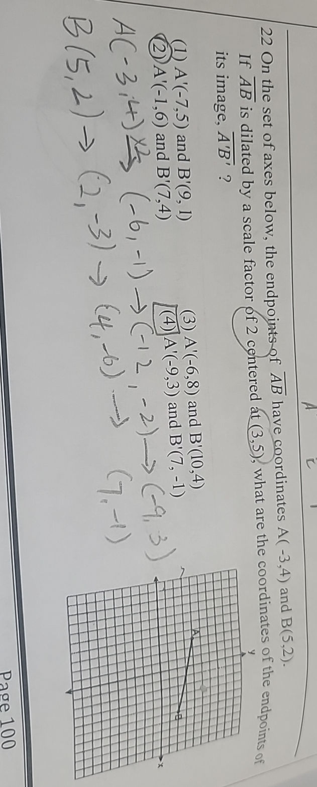 22 On the set of axes below, the endpoints | StudyX