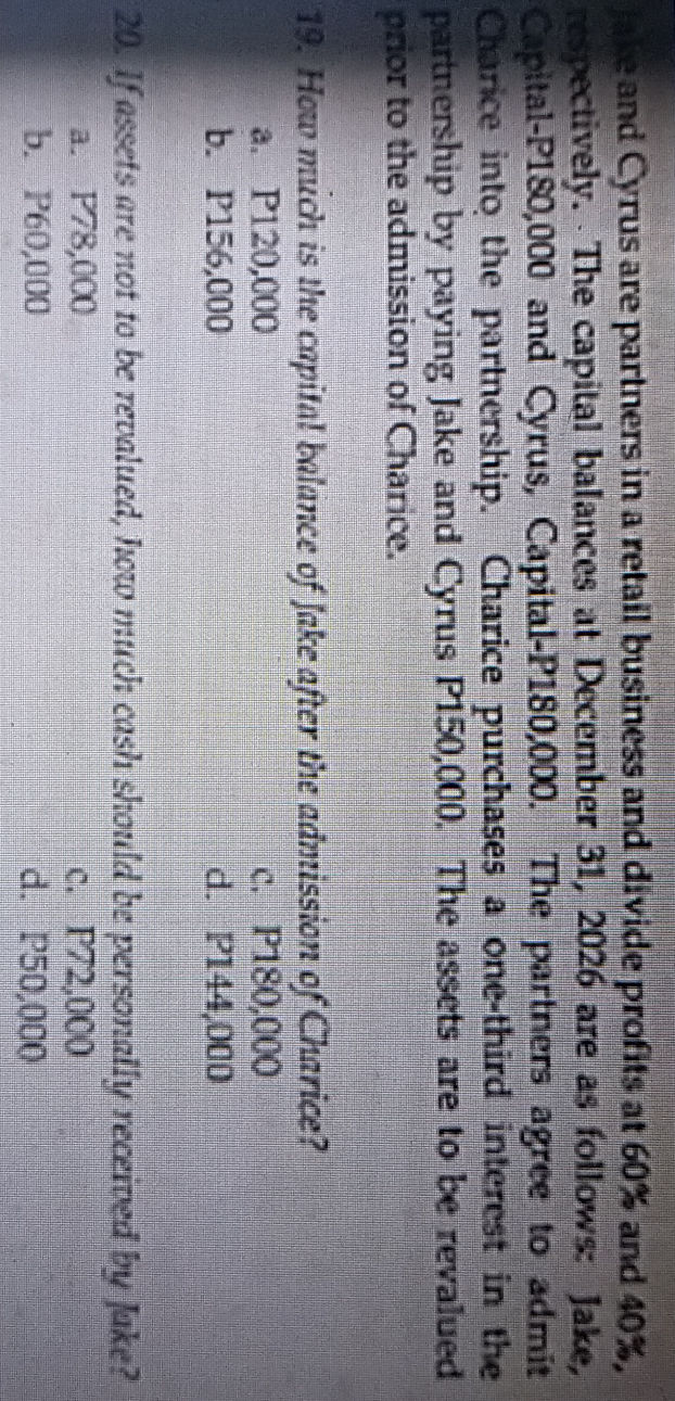 Jake and Cyrus are partners in a retail | StudyX