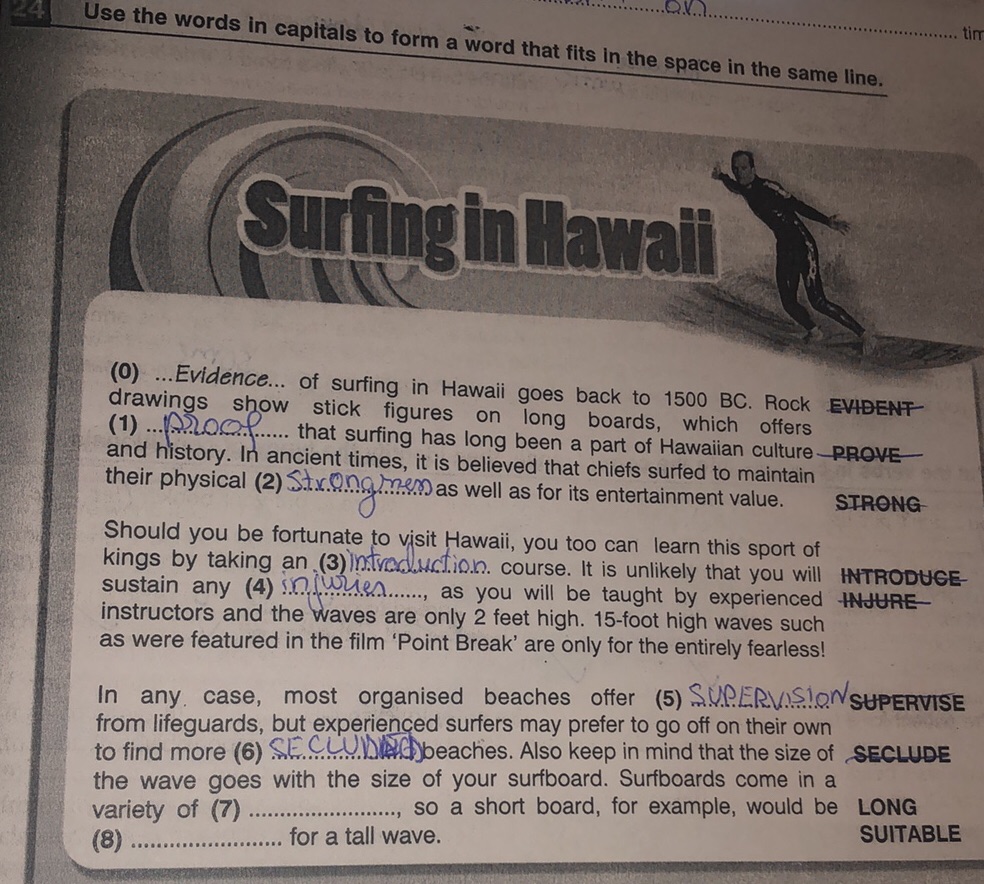 Use the words in capitals to form a word | StudyX