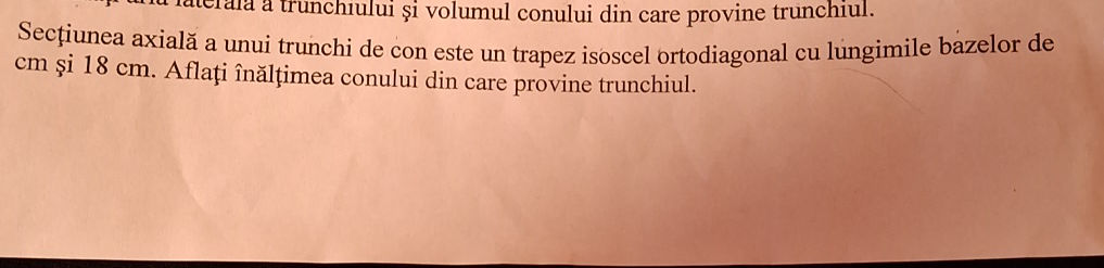 Secțiunea axială a unui trunchi de con este | StudyX