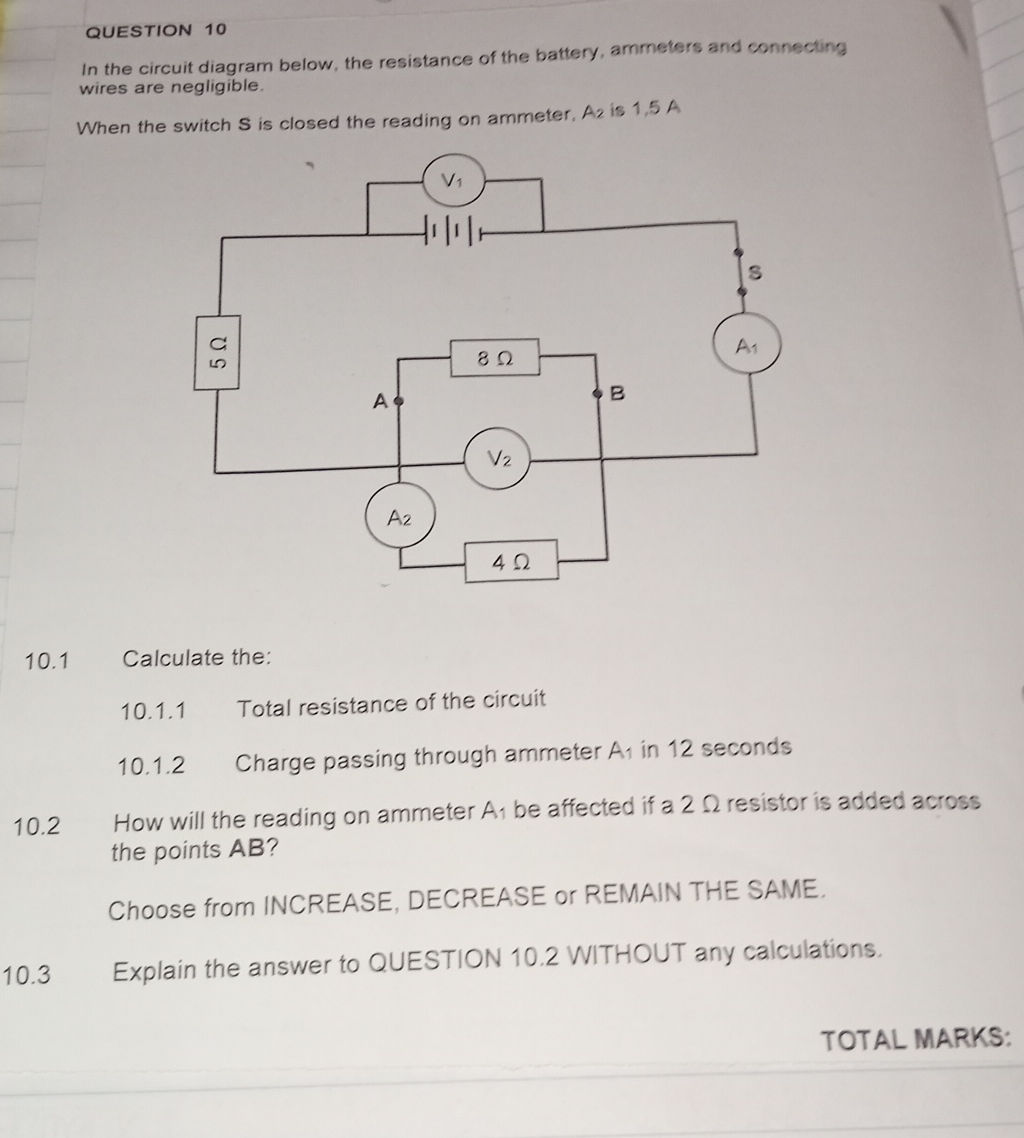 In the circuit diagram below, the resistance | StudyX