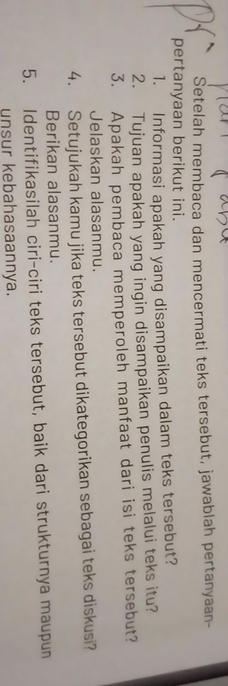 Setelah membaca dan mencermati teks | StudyX