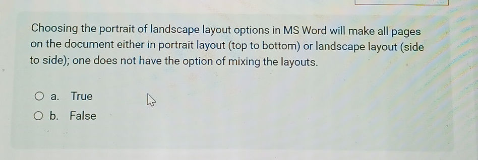Choosing the portrait of landscape layout | StudyX