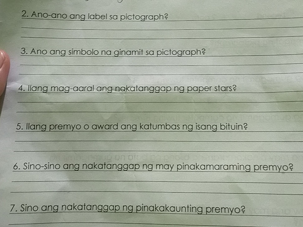 2. Ano-ano ang label sa pictograph? 3. Ano | StudyX