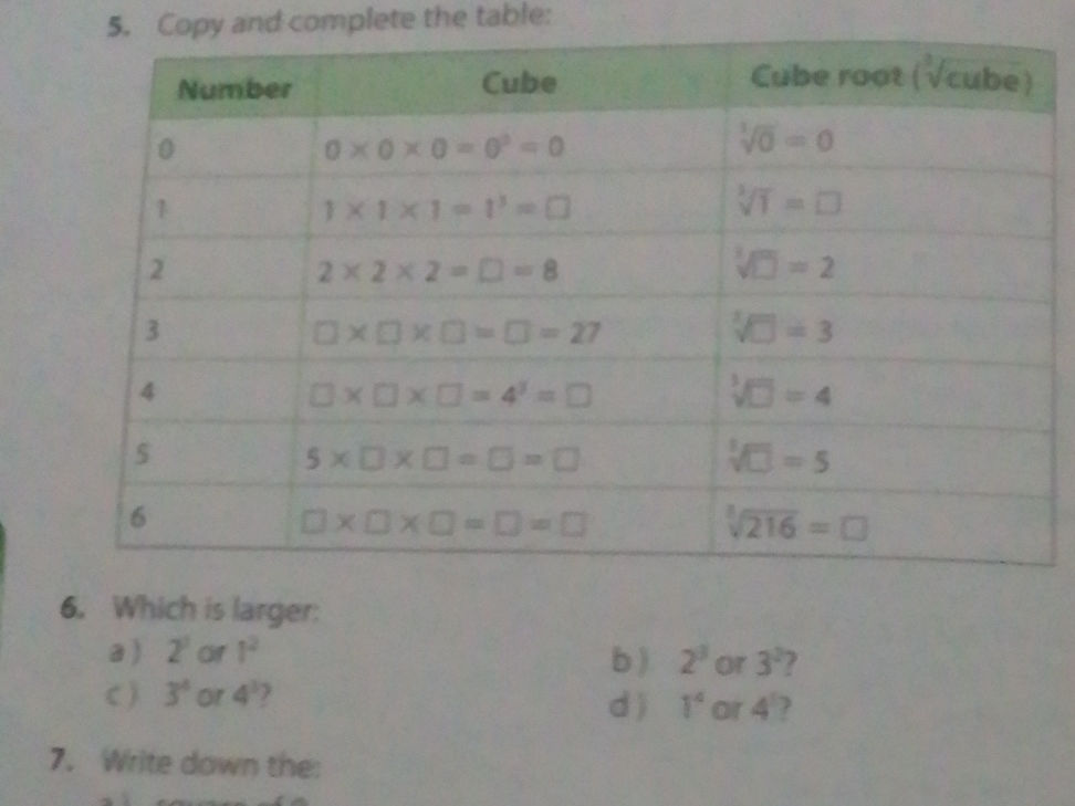 5. Copy and complete the table: | Number | | StudyX