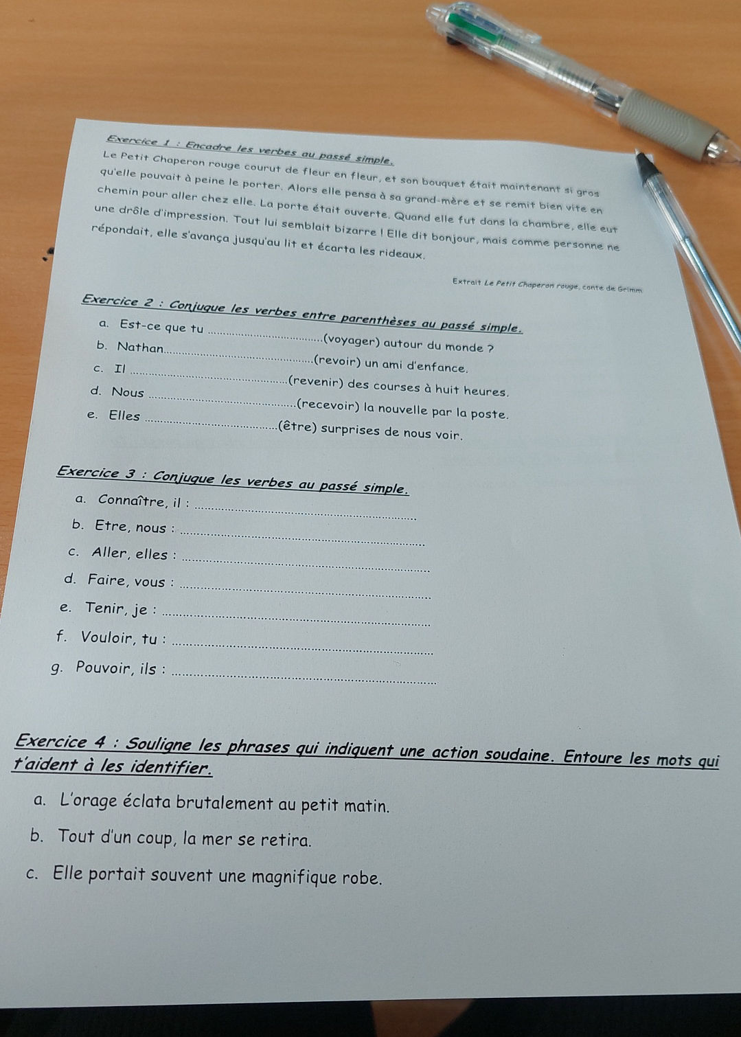 Evencice 1 : Encadive les verbes au passé | StudyX